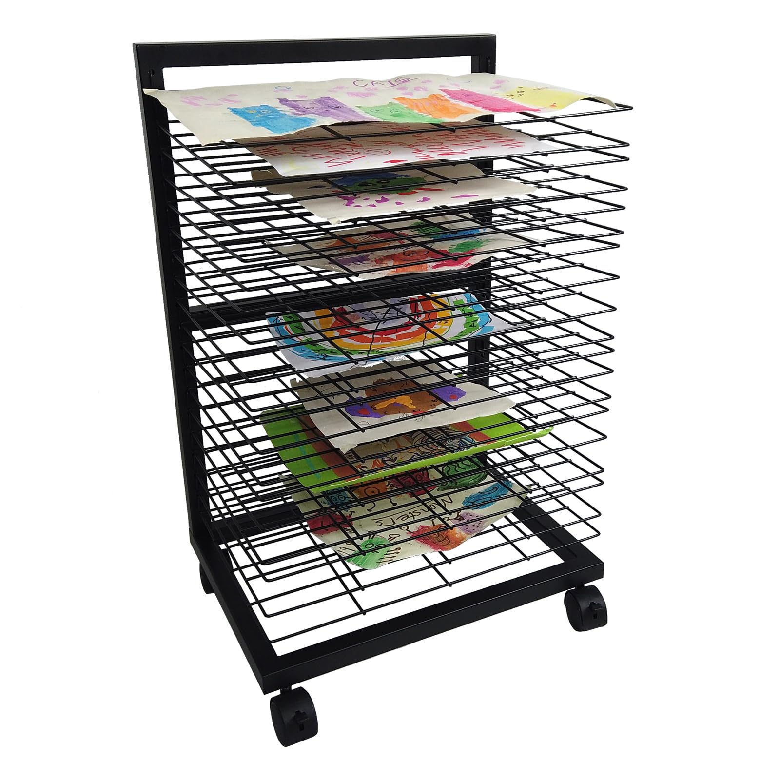 Tongmo Art Drying Rack - Multi-functional Art Storage Rack with Wheels, 19 Removable Shelves for Classroom and Art Studio Use, Ideal for Paint Drying