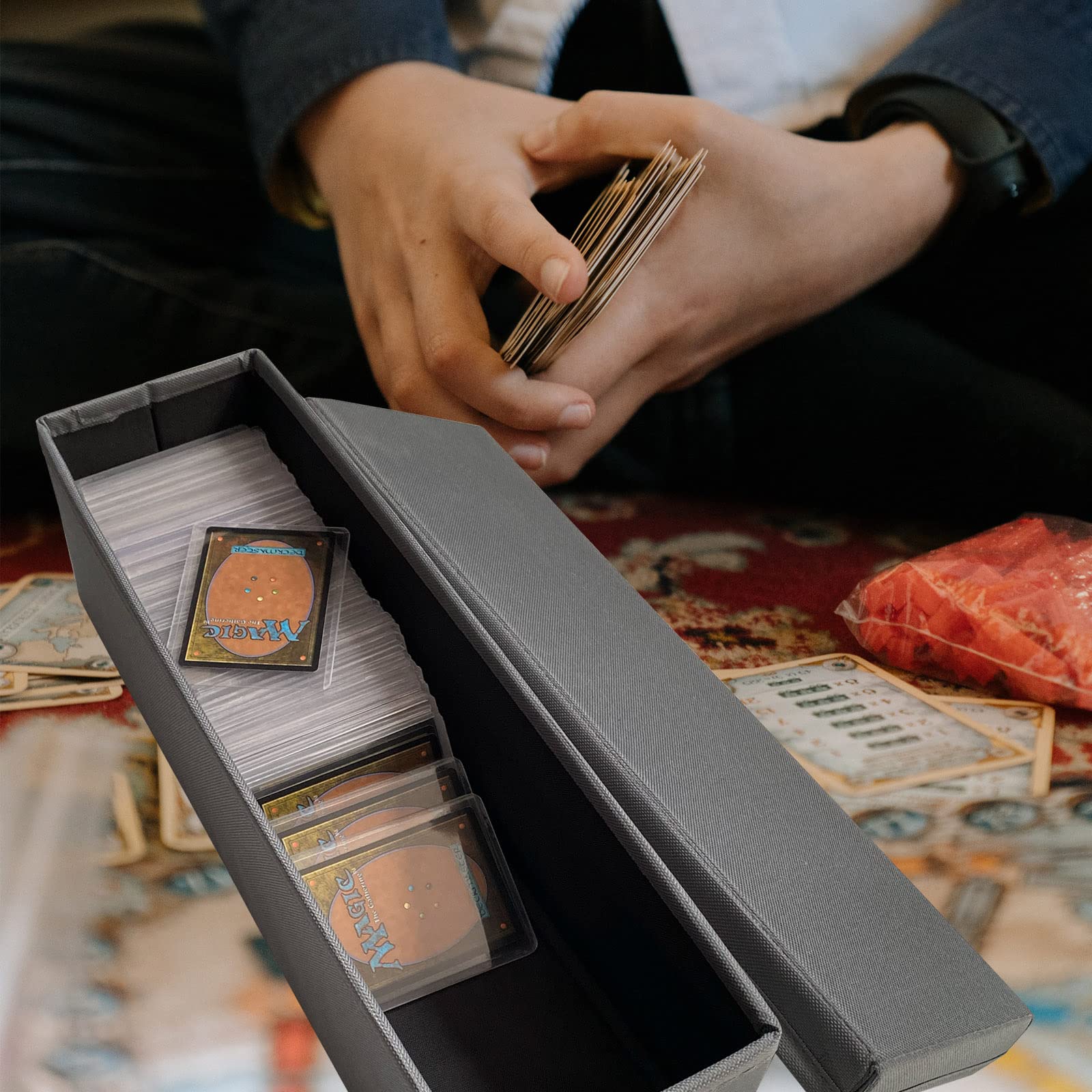 tutata Water Proof Trading Card Storage Box Toploader Storage Box, Baseball Card Storage Box Card Organizer for MTG TCG CCG LCG Cards and Toploaders and Sleeves