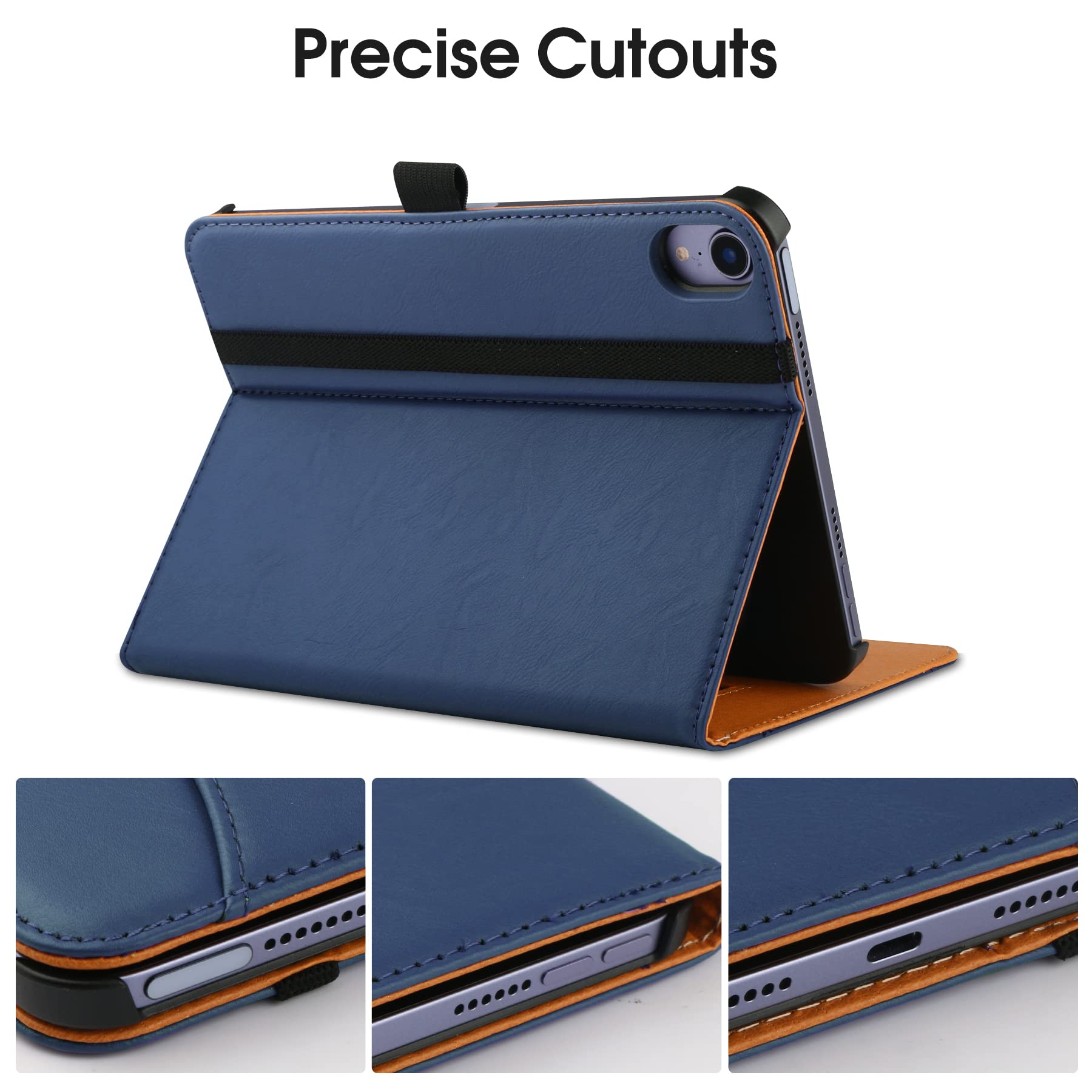 FANRTE iPad Mini 7 Case (A17 Pro) 2024, iPad Mini 6 Case 2021, iPad Mini 7th/6th Generation Case 8.3 Inch,Premium PU Leather Folio Stand Cover with Pencil Holder and Multi-Viewing Angles(Dark Blue)