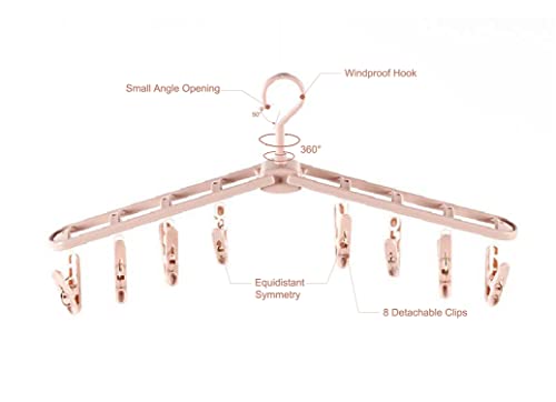 Fineget Folding Travel Shirt Socks Clothes Hangers with Clips Foldable Plastic Shorts Skirt Pants Suit Hangers Non Slip Closet Blue Drying Rack Displays (2 Pack Pink)