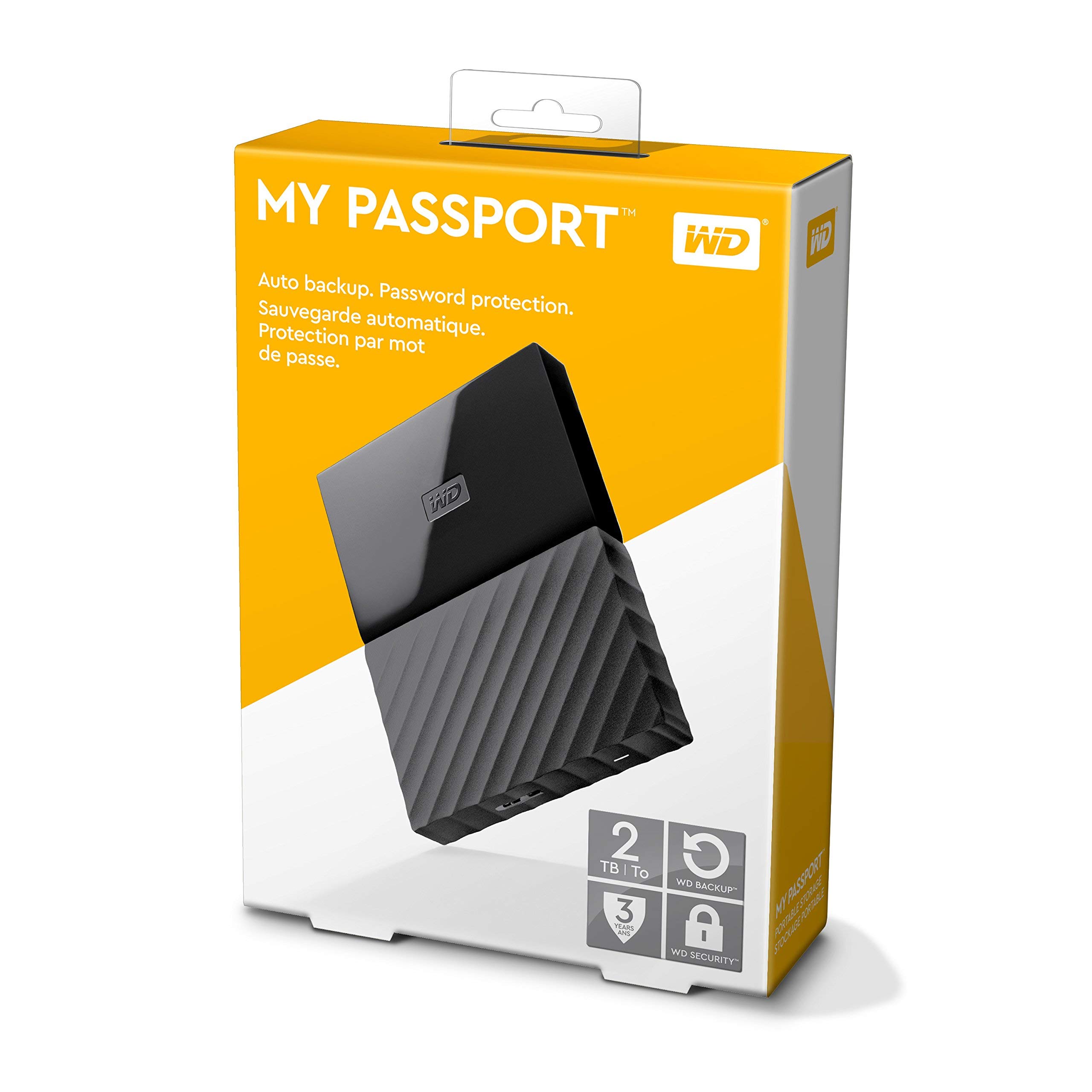 WD 2TB Black My Passport Portable External Hard Drive - USB 3.0 - WDBS4B0020BBK-WESN (Renewed)
