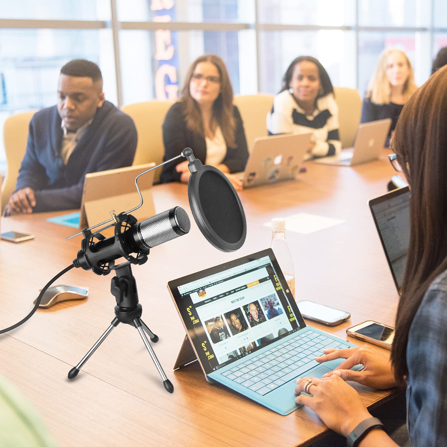 Bomaite Professional Microphone Condenser for Computer PC with USB Plug Stand YouTube Facebook Skype Games Broadcasting Recording Microphone Karaoke Mic
