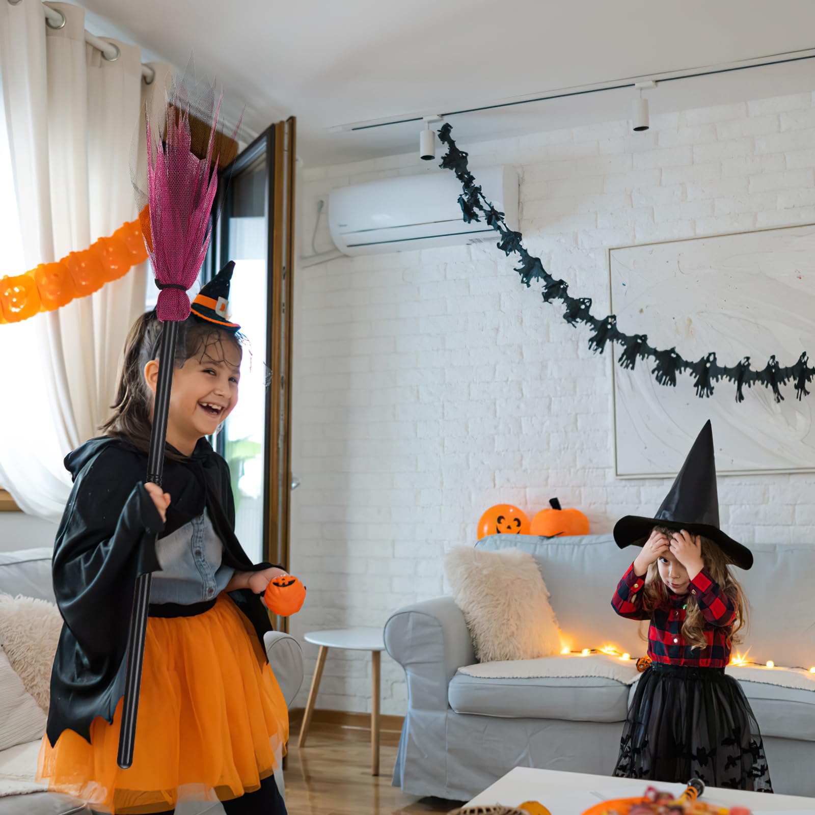 DOITOOL Halloween Witch Broom Kids Witch Broomstick Props Plastic Witches Broom Halloween Decor Witches Broomstick Halloween Witch Decoration Props Witch Costume Accessories