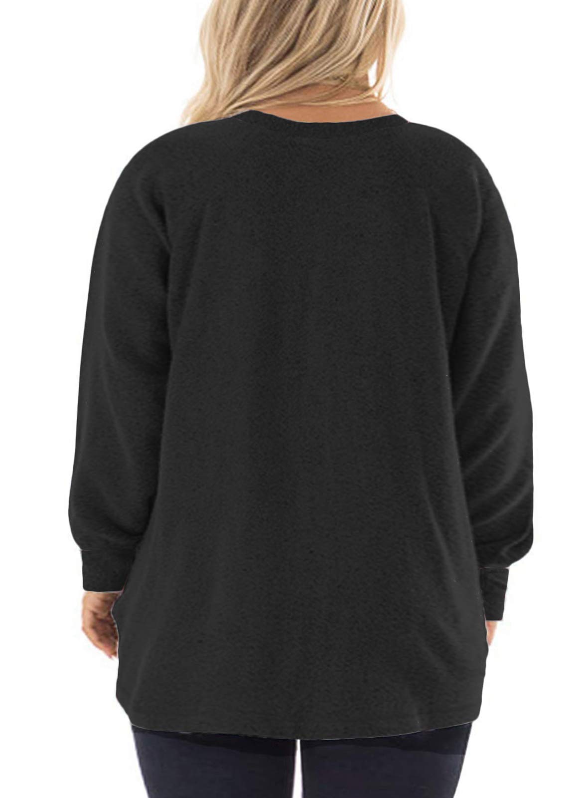 AURISSY Womens Plus Size Sweatshirts 2X Long Sleeve Tunic Tops Black-18W