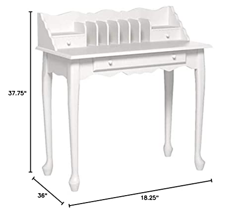 Monarch specialties , Traditional Desk, Solid Wood, Antique White, 36"L