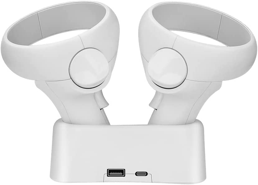 Charging Dock for Oculus Quest 2 Headset and Controllers High Speed, Magnetic Controller Station with 2 Rechergeable Batteries LED Light Indicator