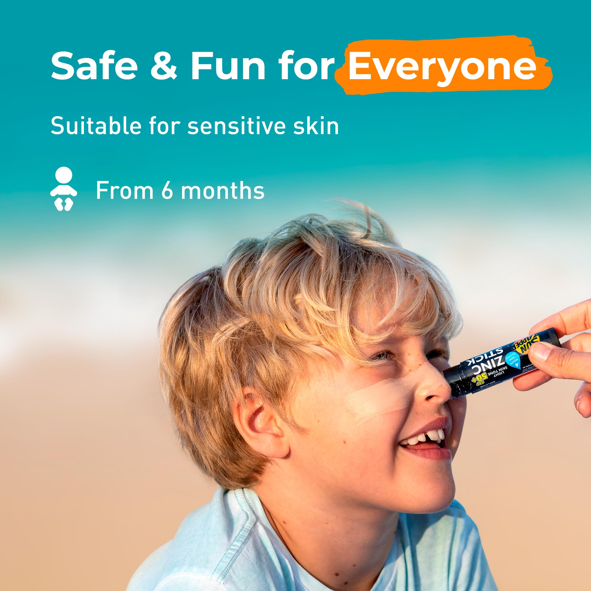 Sun Zapper Zinc Oxide Mineral Sunscreen Stick – SPF 50+ Water Resistant – Light Skin Tone (Bronze/Tan) – 12g (0.42 Oz) – For Face & Body – Adults & Kids – Made in Australia