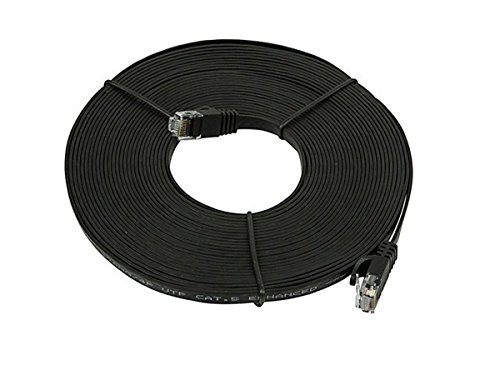 Monoprice - 109554 Cat5e Ethernet Patch Cable - Network Internet Cord - RJ45, Flat,Stranded, 350Mhz, UTP, Pure Bare Copper Wire, 30AWG, 30ft, Black