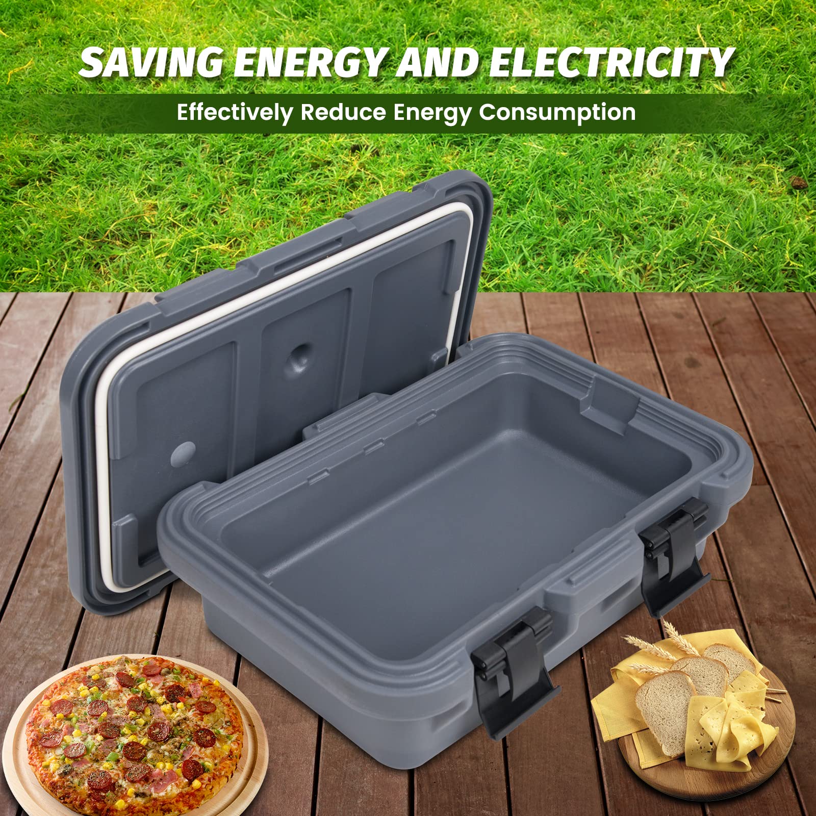 Hakka 14.8L Insulated Food Pan Carrier, Stackable and Loader, Suit for Restaurant, Canteen, Outdoor Banquets, Black