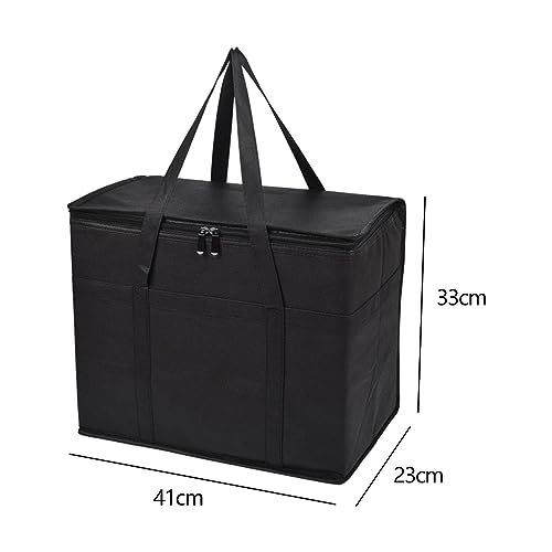 KLKCMS Insulated Grocery Bags Thermal Food Carrier Portable Large Capacity Handbag Reusable Bags Insulated Bags for Hiking Fresh Seafood, Black With Bottom