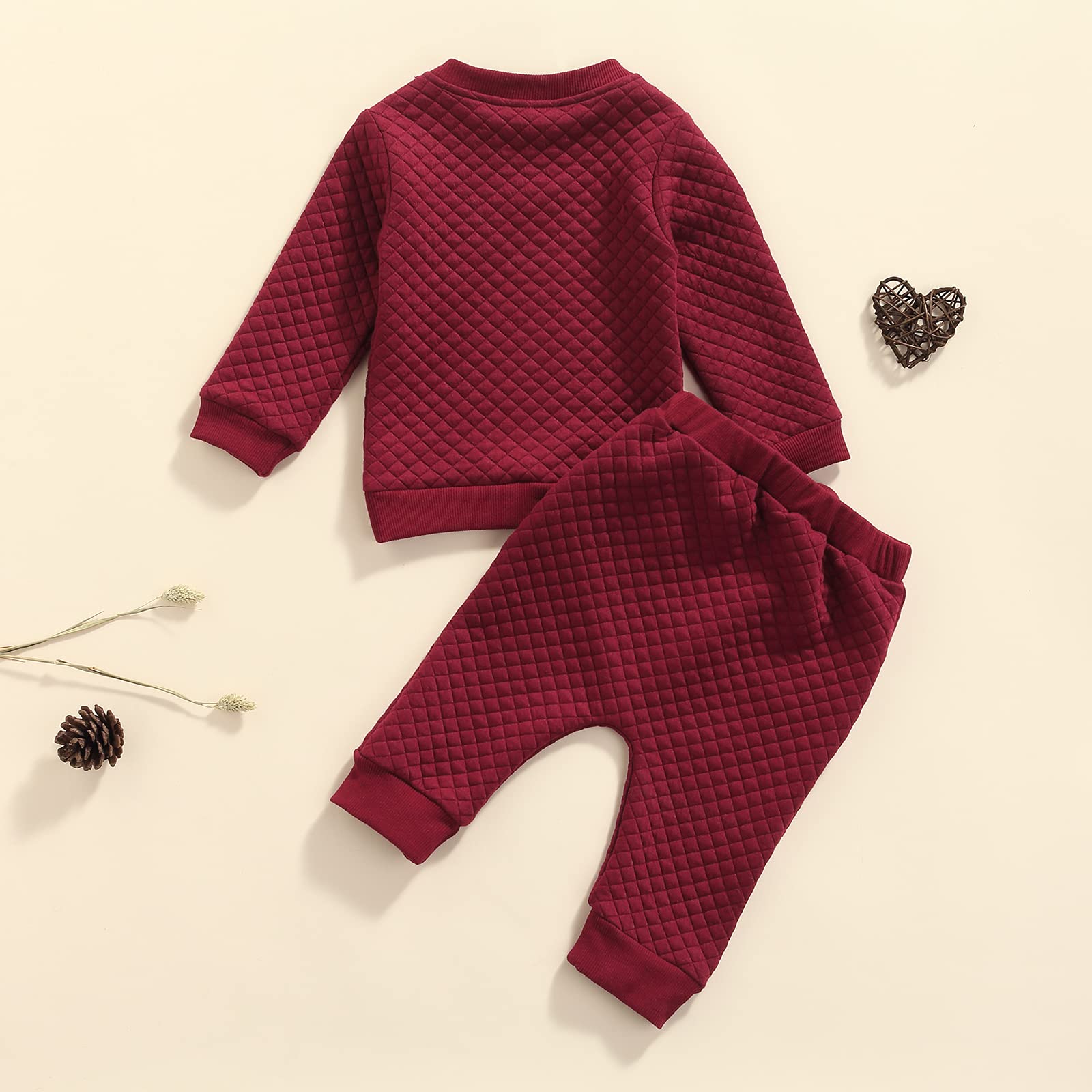 Biivrii Newborn Baby Boy Outfits Long Sleeve Sweatshirt Pullover Top Jogger Pants Set Tracksuit Fall Winter Clothes 2PCS (A-Brown, 6-12 Months)