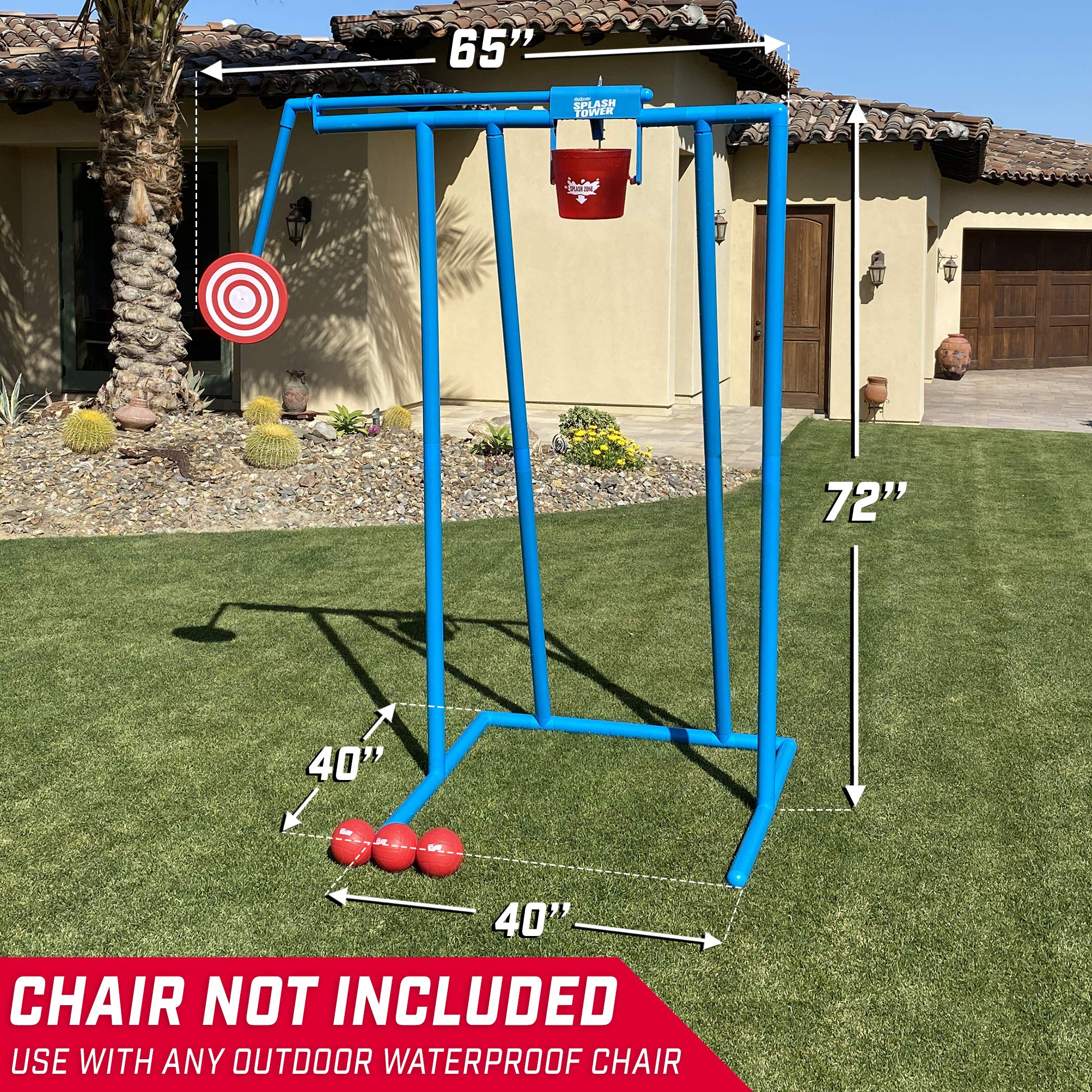 GoSports Splash Tower Water Dunk Game - Water Soaking Dunk Tank for Kids & Adults