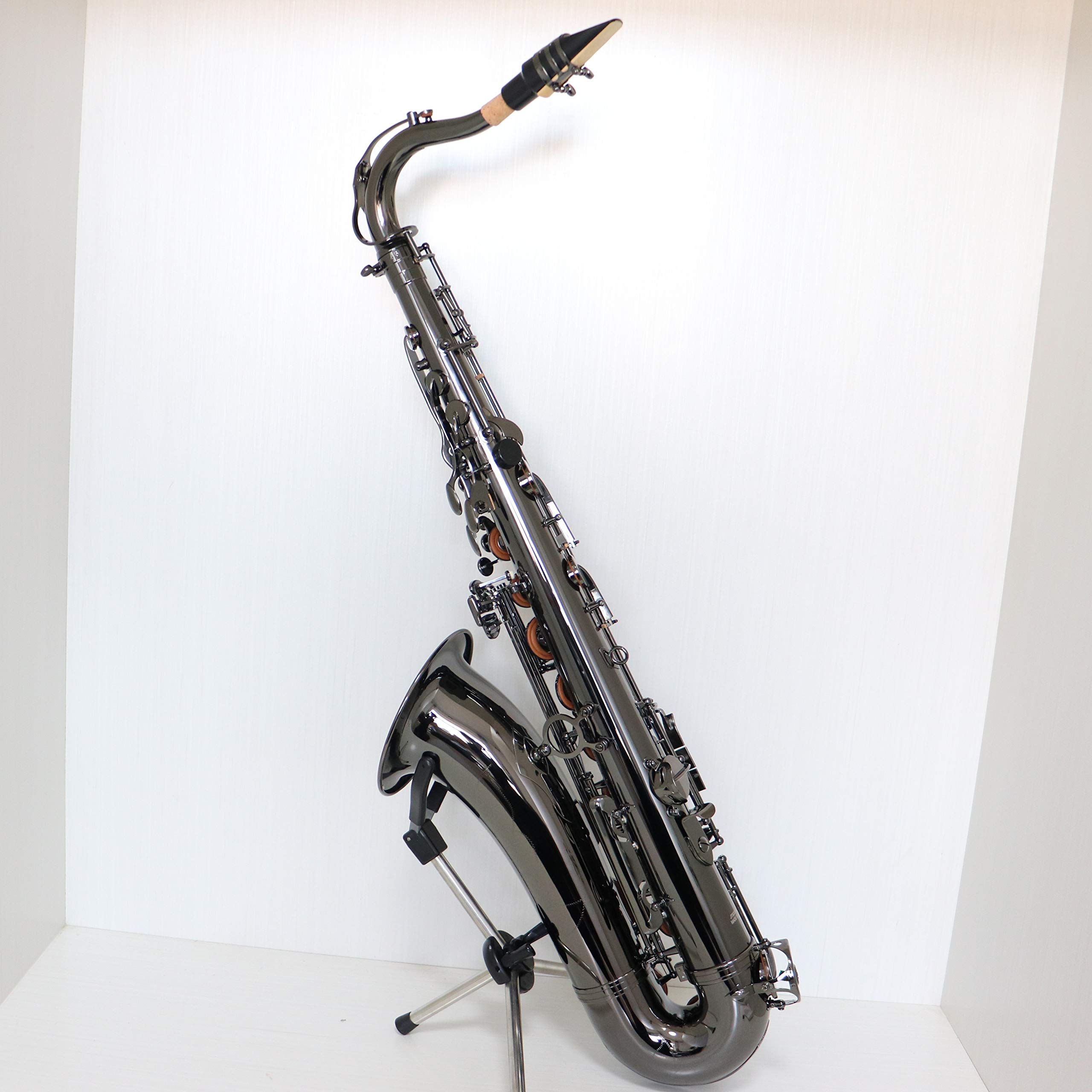 JodyBlues JTS-802 Tenor Saxophone Bb Professional Black lacquered Tenor Sax with Cleaning Cloth,Gloves, Carrying Case, Mouthpiece, Neck Straps,Reeds