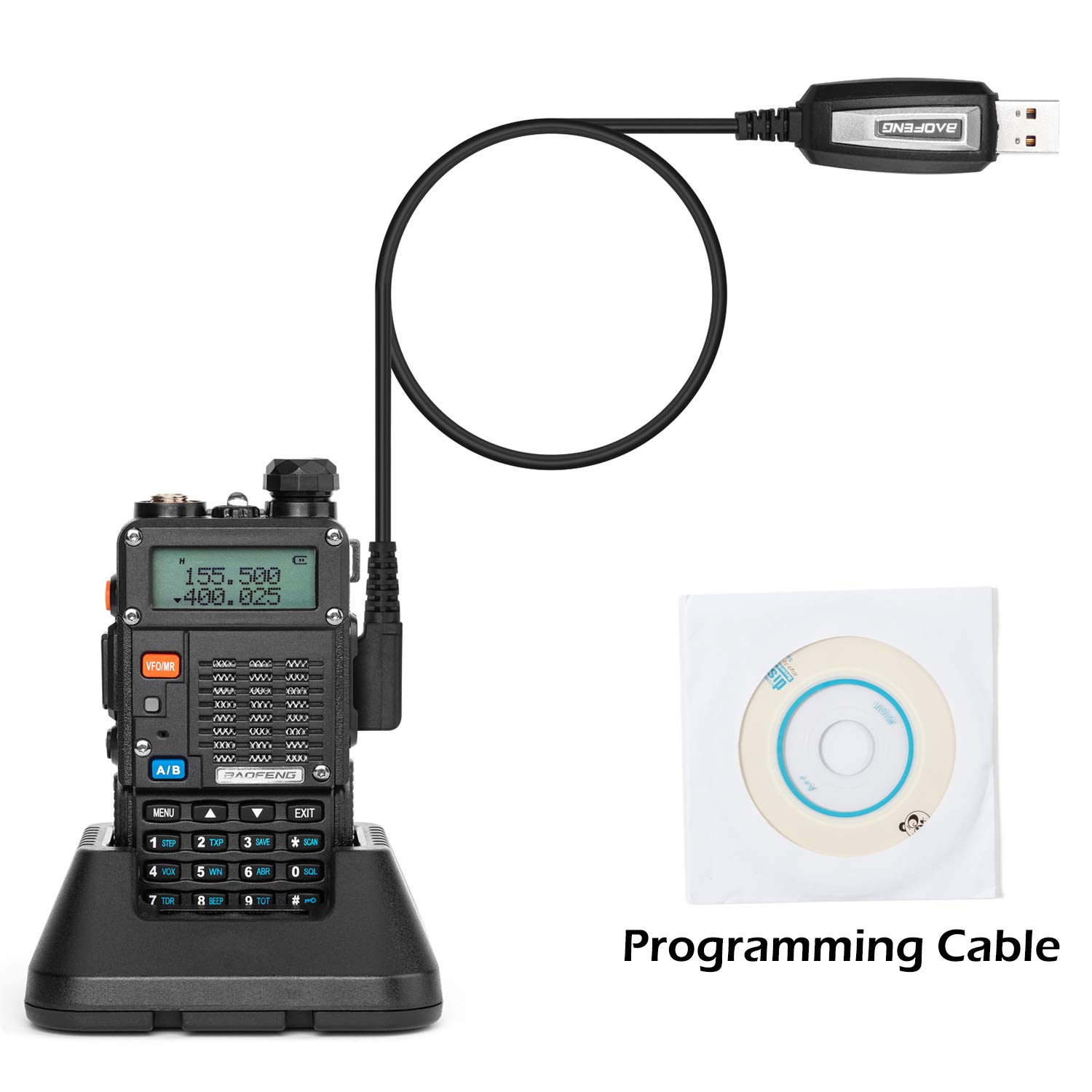 BaoFeng UV-5R 8-Watt (3rd Gen) Handheld Ham Radio with 2 Rechargeable Battery, Dual-Band 2-Way Radio Handheld Walkie Talkies Complete Set with Earpiece and Programming Cable (Pack 1)