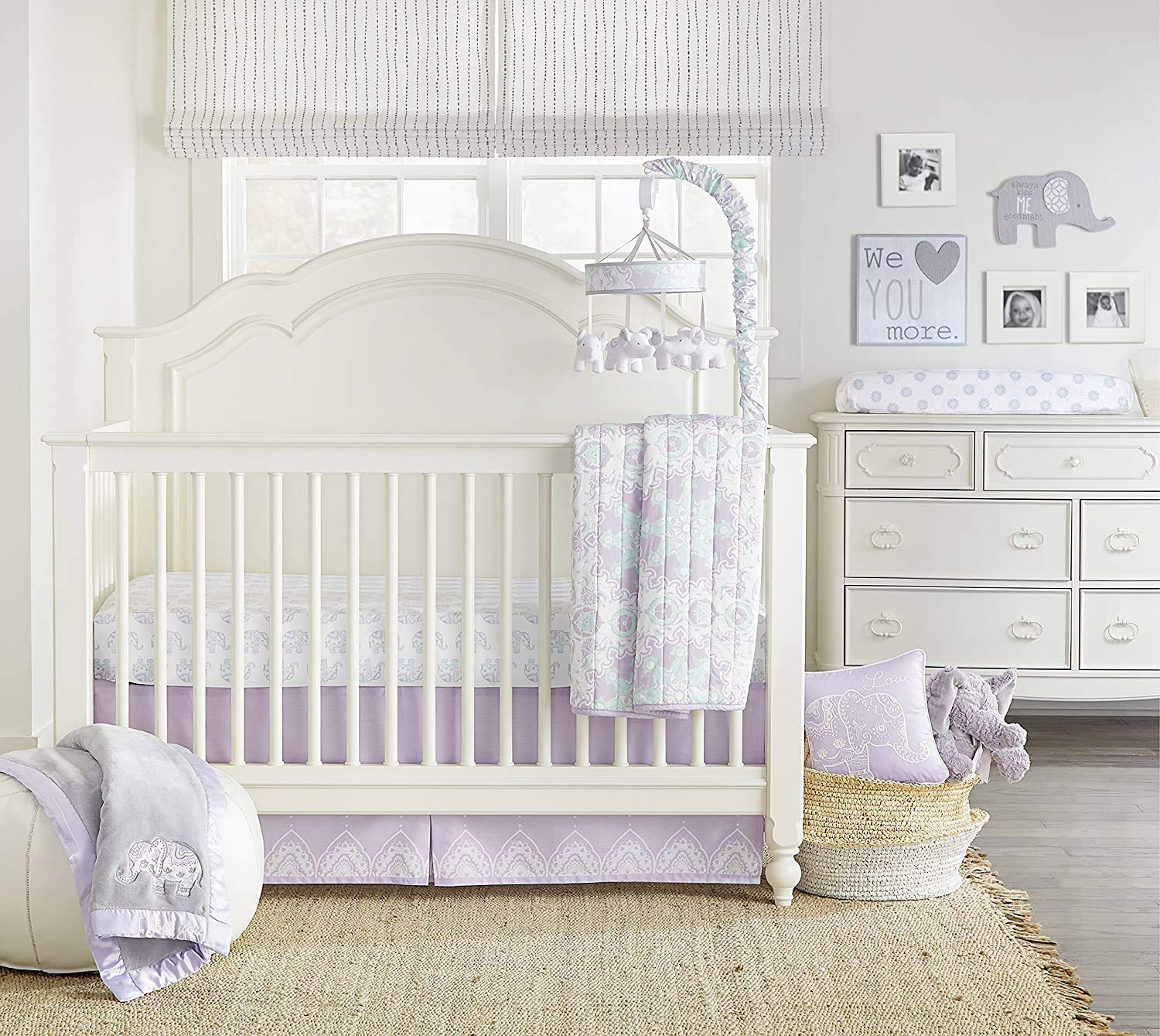Wendy Bellissimo Super Soft Plush Baby Blanket - Elephant Baby Blanket from The Anya Collection in Lavender and Grey (30x40)