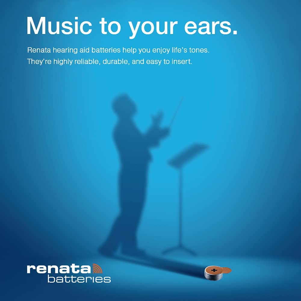 Renata Size 312 Zinc Air 1.45V Hearing Aid Battery - Designed in Switzerland (60 Batteries)