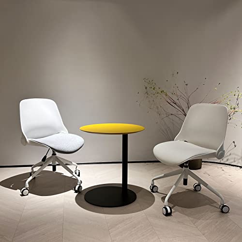 BEEANDEE Foldable Armless Home Office Chair Within 5 Minutes Completely Easy Installation with Adjustable Height and 360 Degree Universal Wheels, Armless Cute Modern Chair for Office(White)