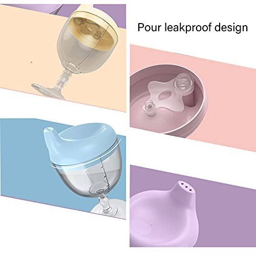 Mokde Mondge Wine Glass Sippy Cup Plastic Goblet Cup Beverage Mug Milk Bottle with Lid for Baby Kids Birthday Party Christmas Celebration New Year Celebrating (White)