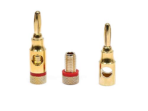 Monoprice 109437 5PRJX74047 Gold Plated Speaker Banana Plugs β 5 Pairs β Open Screw Type, For Speaker Wire, Home Theater, Wall Plates And More