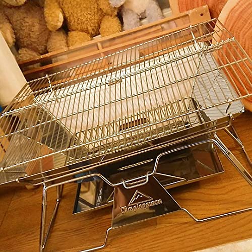 CAMPINGMOON Stainless Steel Portable Camping Fire Pit Foldable Wood Burning Charcoal Grill 20x13-inch with Carrying Bag MT-3