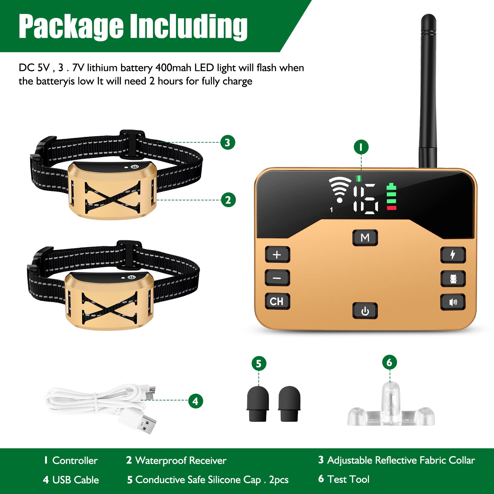 BHCEY Wireless Dog Fence,Electric Dog Fence Wireless System & Training Collar,2-in-1 Wireless Safe Dog Boundary,Adjustable Pet Containment Fence System,Rechargeable Collar for Dogs
