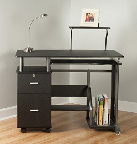 OneSpace Rothmin Computer Desk with Storage Cabinet,Black