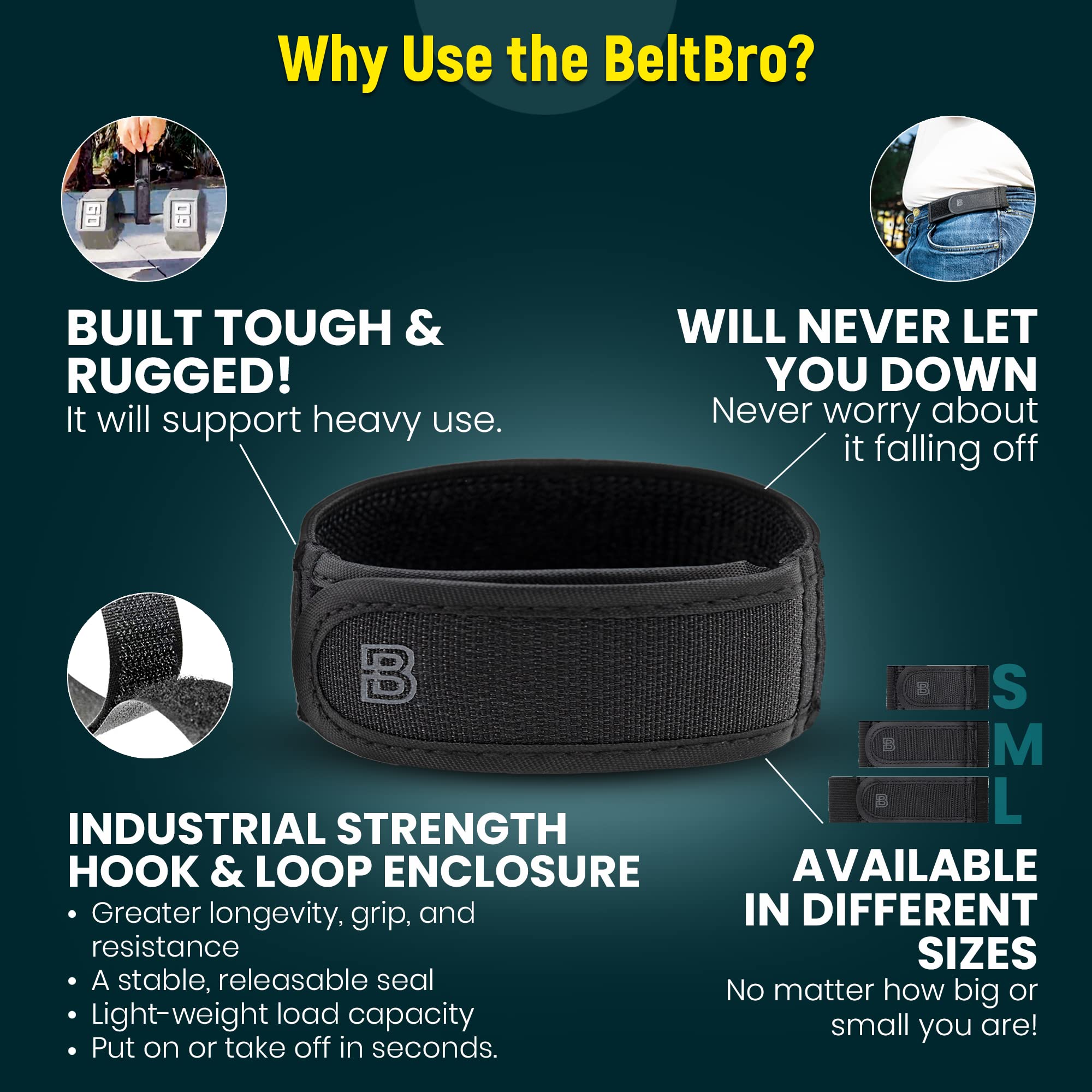 BeltBro Titan Black MultiPack No Buckle Elastic Belt For Men — Package Includes 1 Small, 1 Medium, 1 Large — Fits 1.5 Inch Belt Loops, Comfortable and Easy To Use