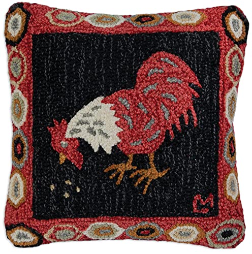 Chandler 4 Corners Artist-Designed Hen House Hand-Hooked Wool Decorative Throw Pillow (18” x 18”) Farm & Garden Pillow for Couches & Beds - Easy Care & Low Maintenance - Chicken Farmhouse Pillow