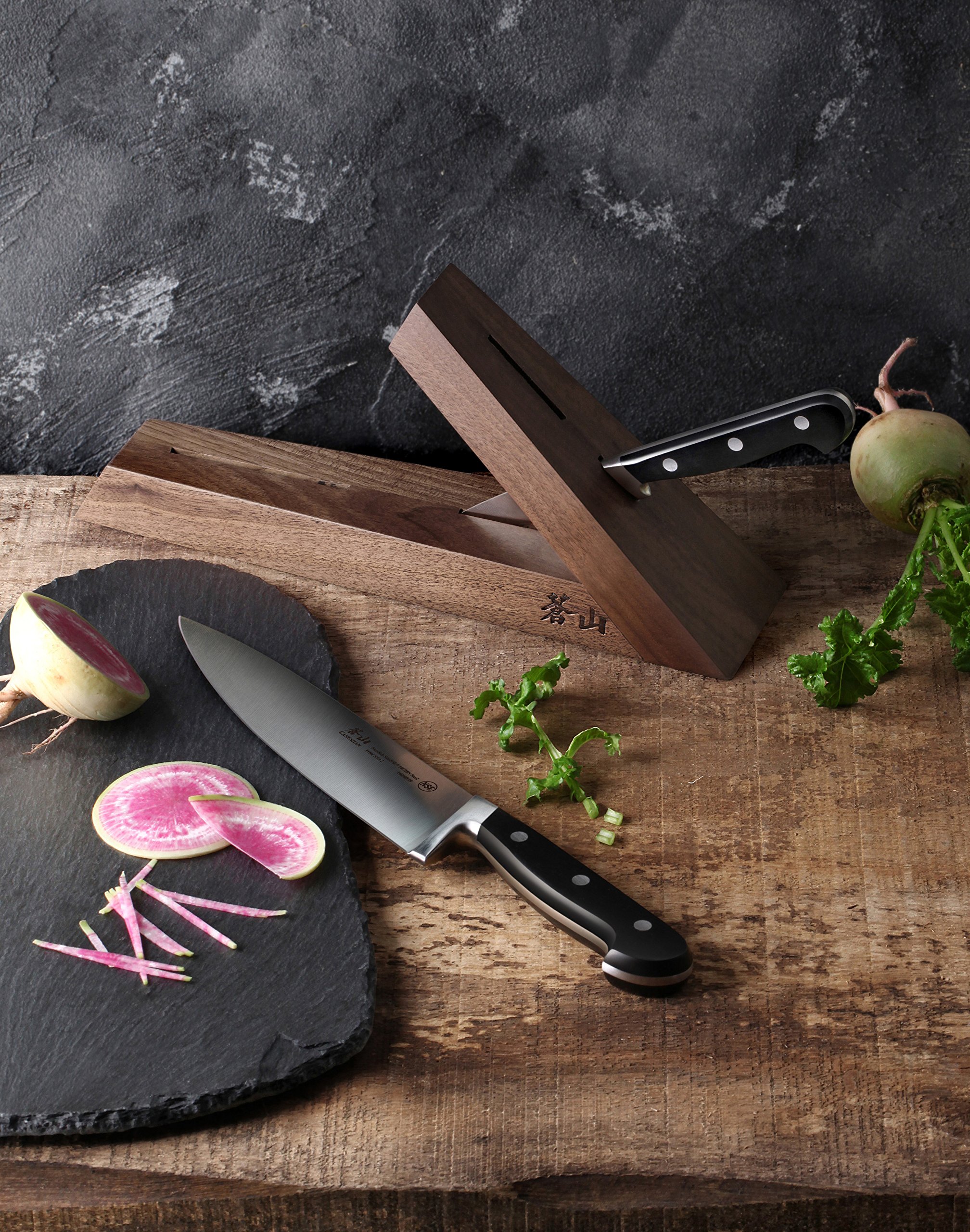 Cangshan TV2 Series 1021585 Swedish 14C28N Steel Forged 3-Piece TAI Knife Block Set, Walnut