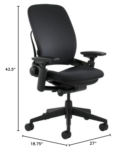 Steelcase Leap V2 Chair Black Fully Adjustable with Seat Depth,Tilt and Tension Contorl,4 Way Adjustable Arms Remanufactured Renewed