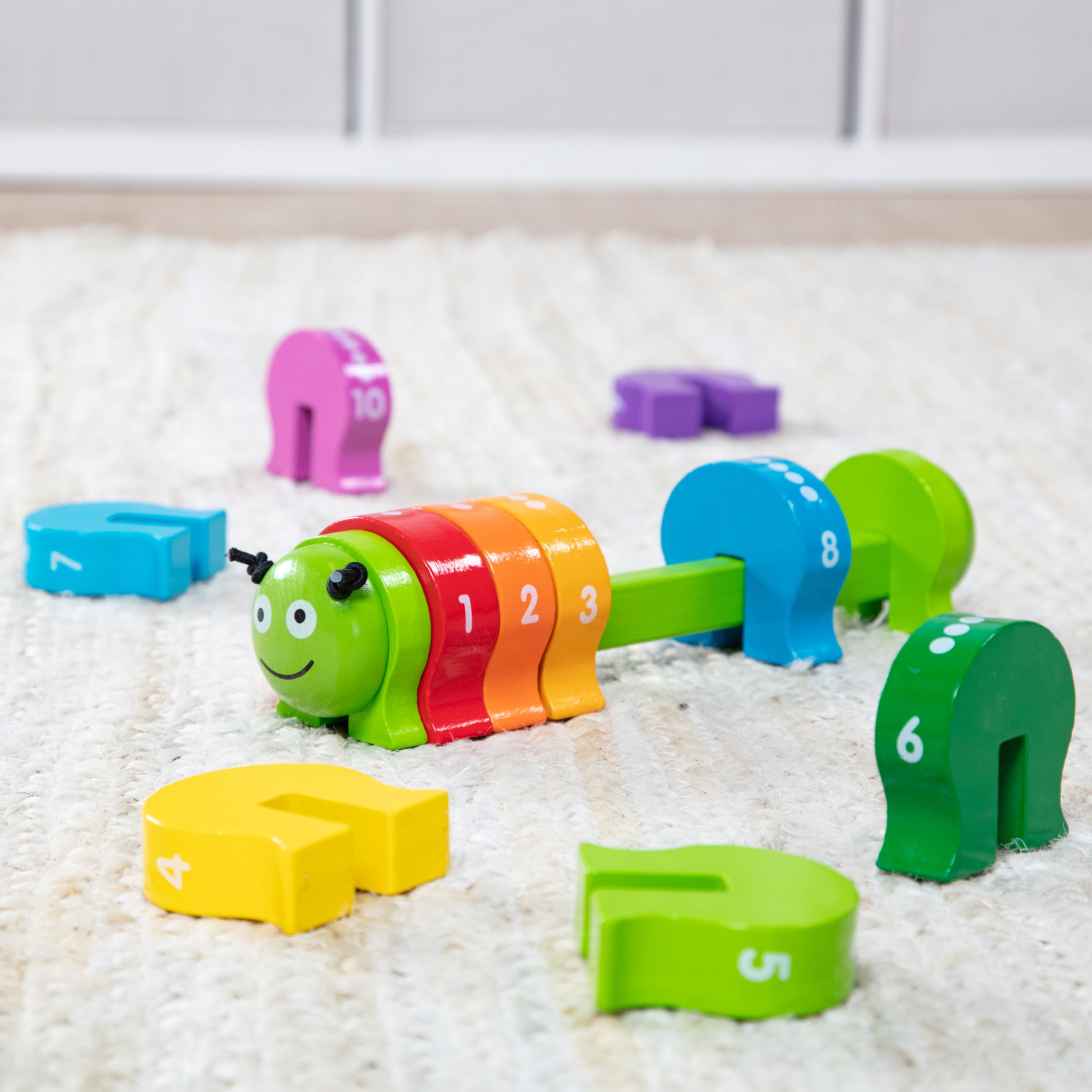 Melissa & Doug Counting Caterpillar - Classic Wooden Toy With 10 Colorful Numbered Segments