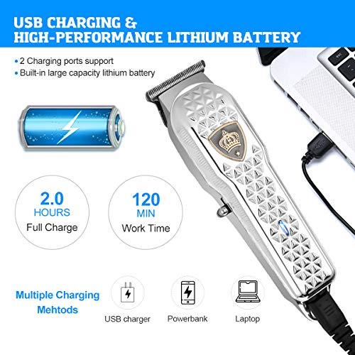 BESTBOMG Beard Trimmer for Men, Men Hair Clippers USB Rechargeable Beard Trimmer Shaver Mustache Grooming Kit for Home Barber