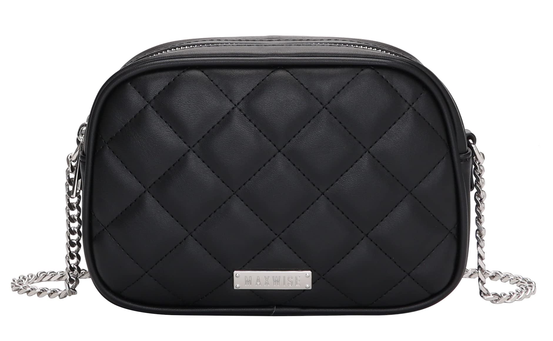MAXWISE Quilted Crossbody Bags Crossbody Purse Small Crossbody Shoulder Bag with Chain Strap Side Purse for Women