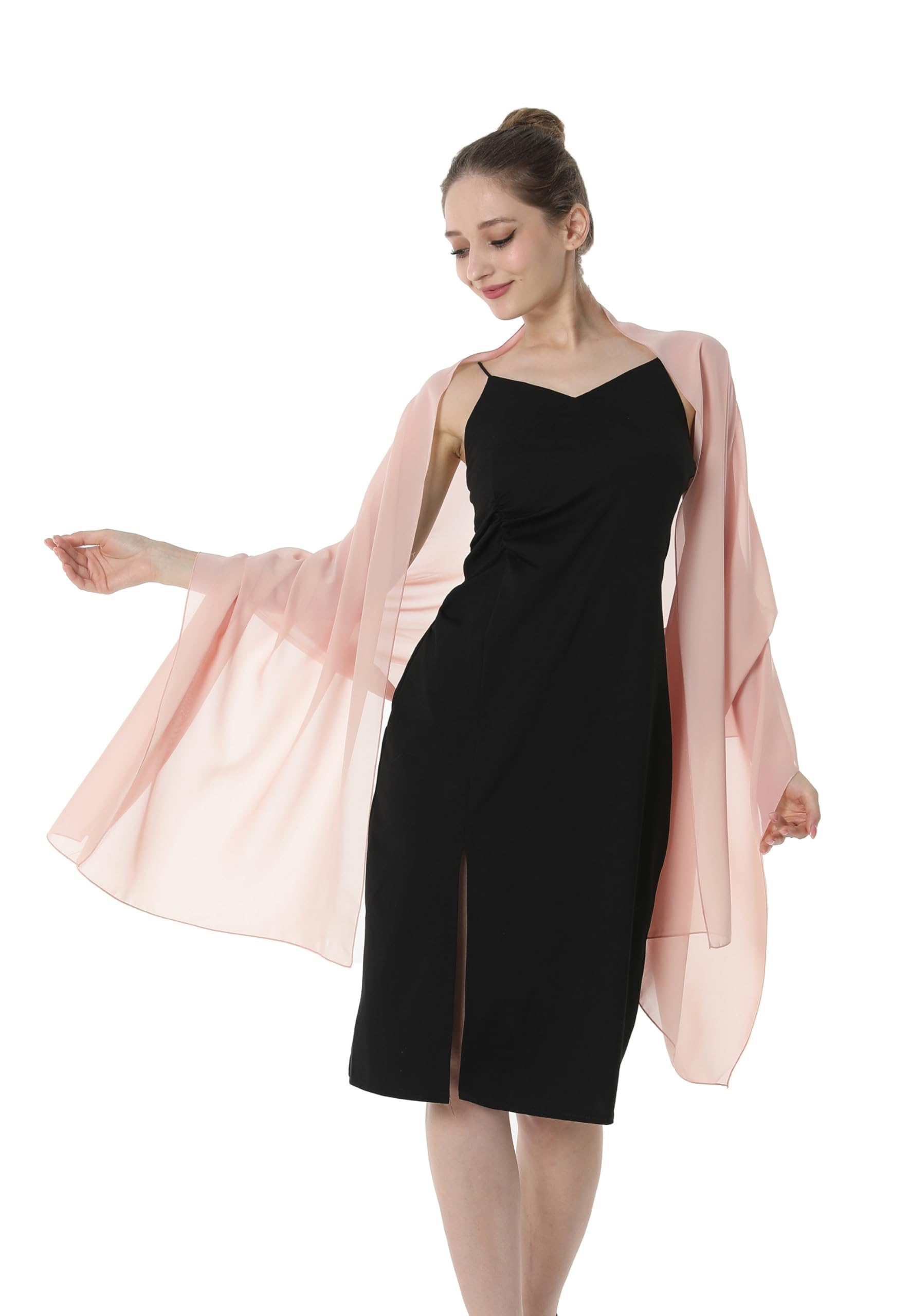 Baoqiya Women's Scarf Shawls and Wraps for Evening Dress Chiffon Shawl Soft Elegant Silky Pashmina Wedding Bridal Scarves(Blush, 79"×19")
