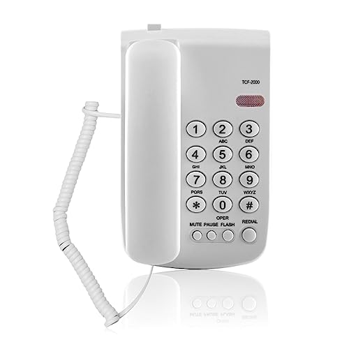 Corded Phone Desktop Fixed Telephone Wall Mountable Landline Phone for Redial/Pause/Flash/Hold Tone Adjustable Desk Phone Fixed Telephone TCF2000 Business Office Telephones House Hold Guest Room