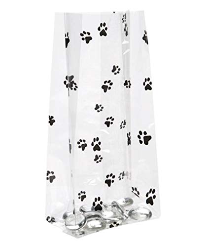 Paw Print Gusset Cello Bag - All-occasion Favor 3.5 Inch X 2 Inch X 7.5 Inch Set of 20