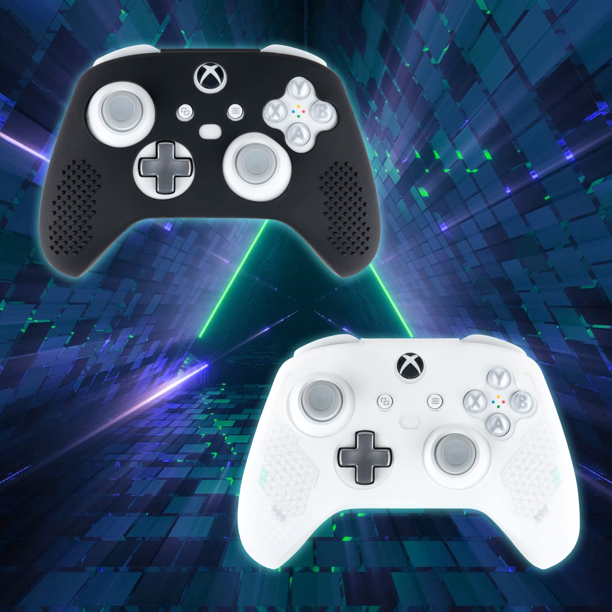 BelugaDesign Skin Cover for Xbox Core Controller | 2 Pack Soft Sleeve Shell Case with Textured Grip | Compatible with Xbox Series X/S and Xbox One (Black White)
