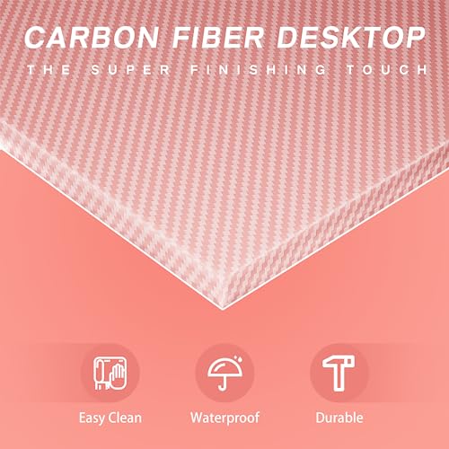 Homall L Shaped Gaming Desk Computer Corner Desk PC Gaming Desk Table with Large Monitor Riser Stand for Home Office Sturdy Writing Workstation (Pink, 47 Inch)