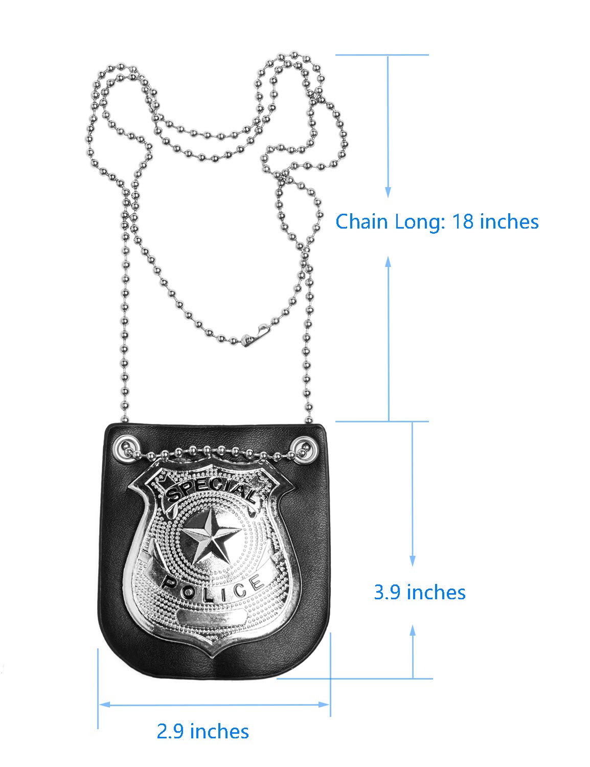 Joy Join Kids Police dress up Accessories Pretend Play Special Police Badge with Chain(Black)