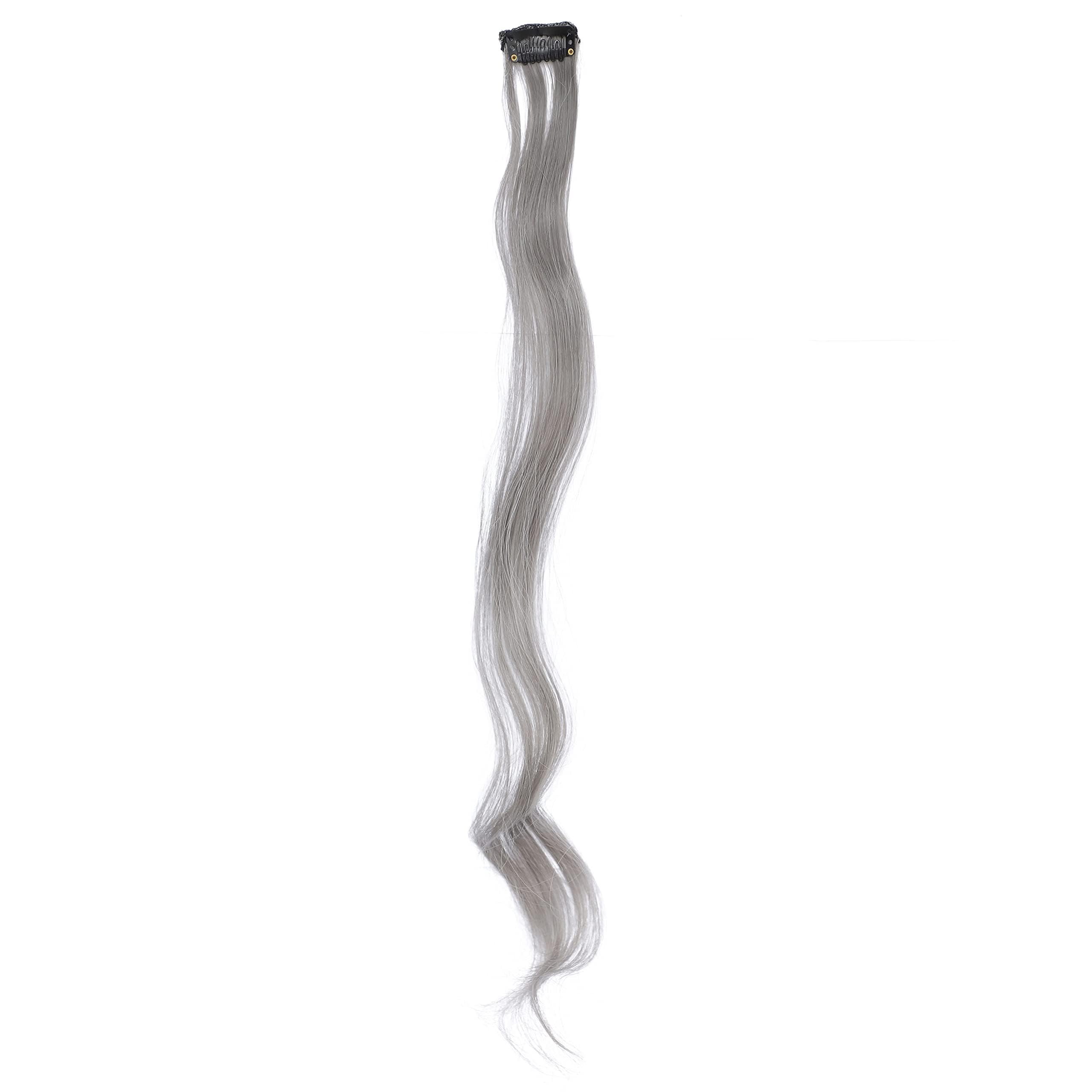 SWACC Women 20 Inches Curly Full Head 7 Separate Pieces Heat Resistance Synthetic Hair Clip in Hair Extensions (Grey)