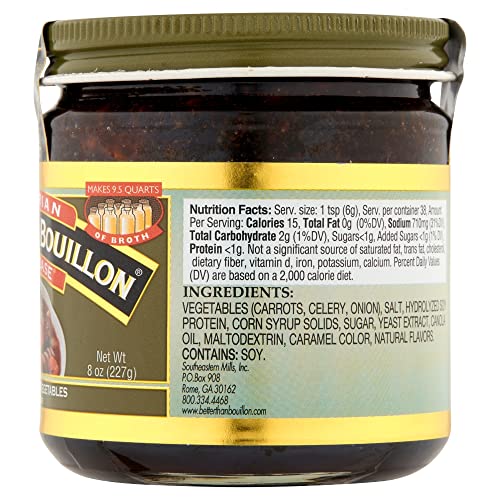 Better Than Bouillon Vegetarian No Beef Base, Made with Seasoned Vegetables, Certified Vegan, Makes 9.5 Quarts of Broth, 38 Servings 8 Ounce (Pack of 2)