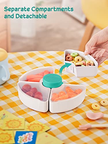 HEETA Baby Food Storage Container, Snack Box for Kids with 4 Removable Compartment and Lids, Reusable Snack Containers, Food Grade PP Material, BPA & PVC Free (Green)