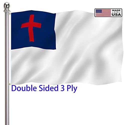 Christian Jesus Cross Flag 3x5 Outdoor Double Sided 3 Ply-Vivid Color Clear Pattern Reinforcement Sewing Durable Polyester with 2 Brass Grommets