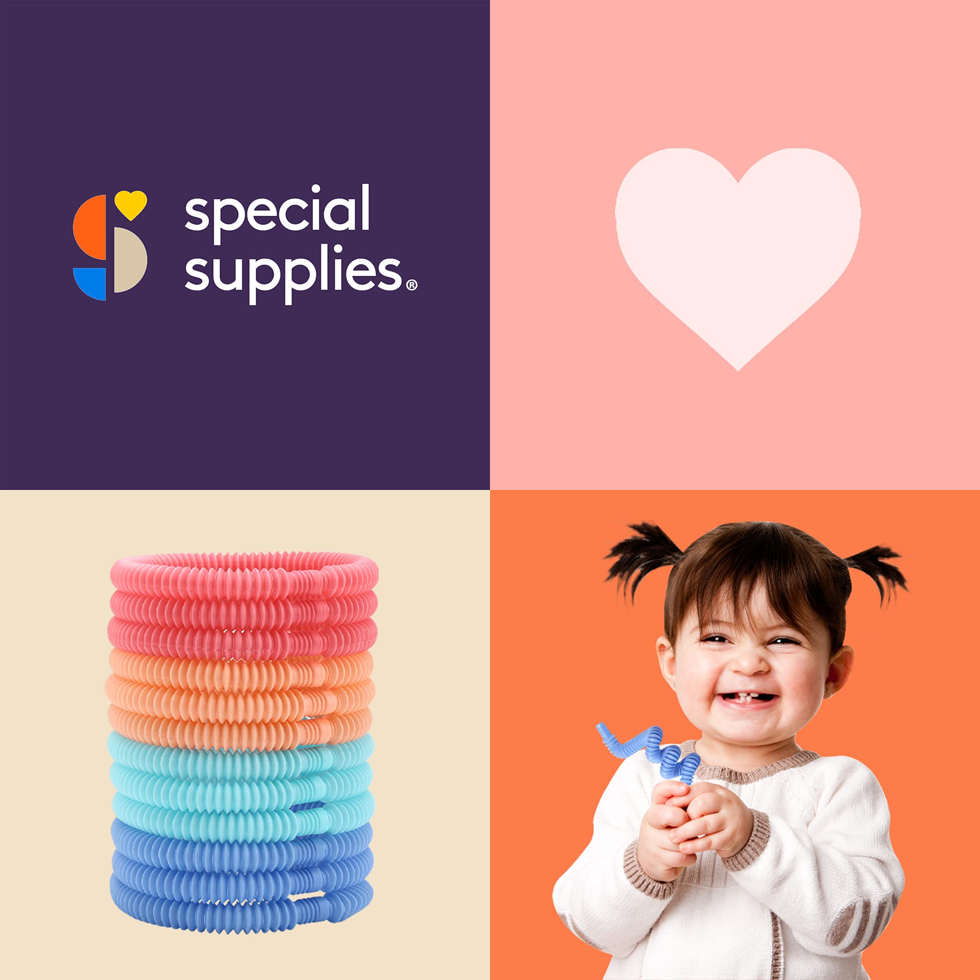 Special Supplies Fun Pull and Stretch Tubes for Kids - Pop, Bend, Build, and Connect Toy, Provide Tactile and Auditory Sensory Play, Colorful, Heavy-Duty Plastic (Pastel-12)