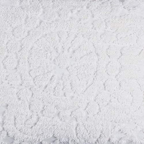 Better Trends Chenille Bedspreads Set Queen Size, Trevor Collection Medallion Design in White - Lightweight bedspreads, 100% Cotton Tufted Cotton Bedspreads