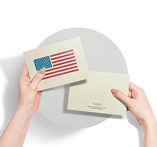 Twigs Paper - American Flag Note Cards - 12 Blank Patriotic Greeting Cards With Envelopes - Eco Friendly Stationery - 5.5 x 4.25 Inch - Made In USA