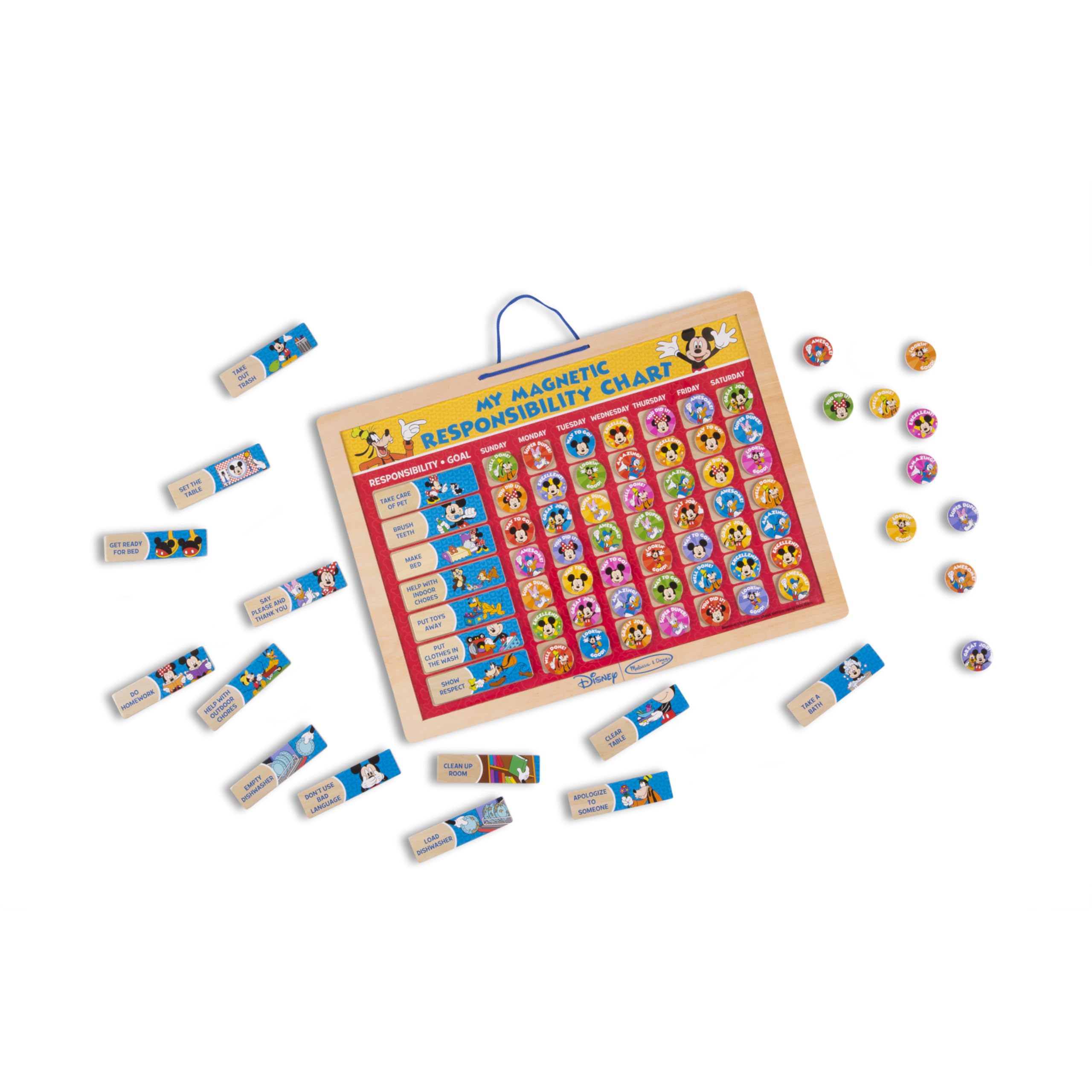 Melissa & Doug Disney Mickey Mouse Clubhouse My Magnetic Responsibility Chart - Routine, Reward Board/ Chart For Toddlers and Kids Ages 3+, Small