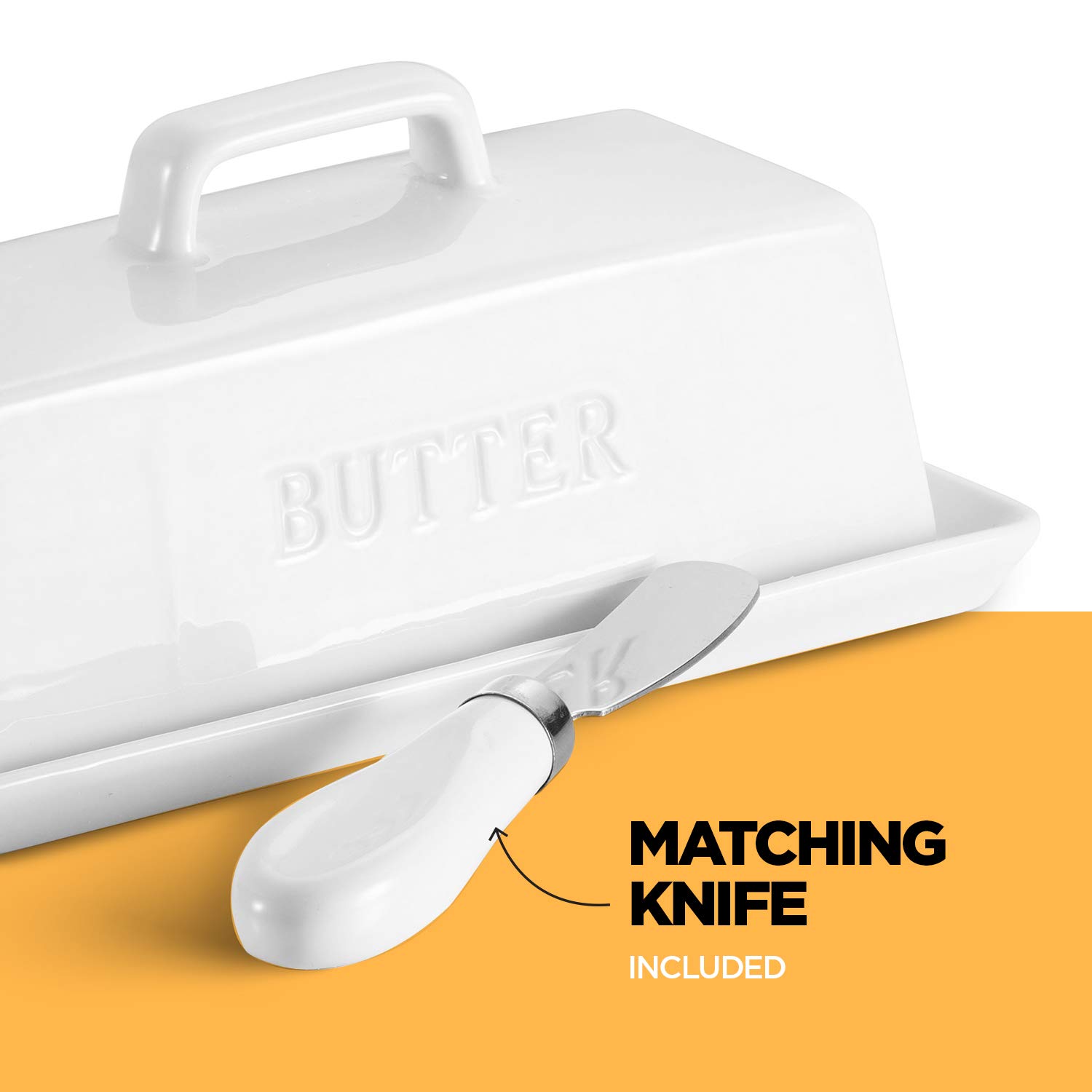 Butter dish set N salt and pepper shaker set Bundle [White]