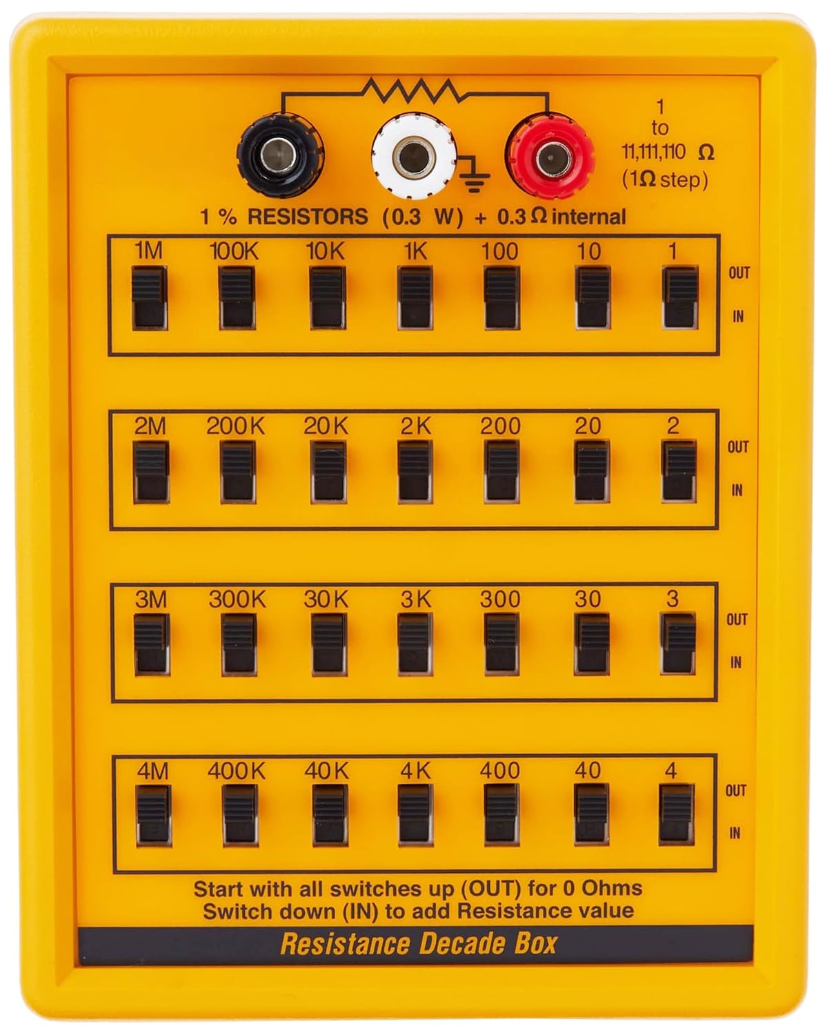 Resistance Decade Box, Seven Decades, 1 Ohm to 11 Meg (1Ω per Step)