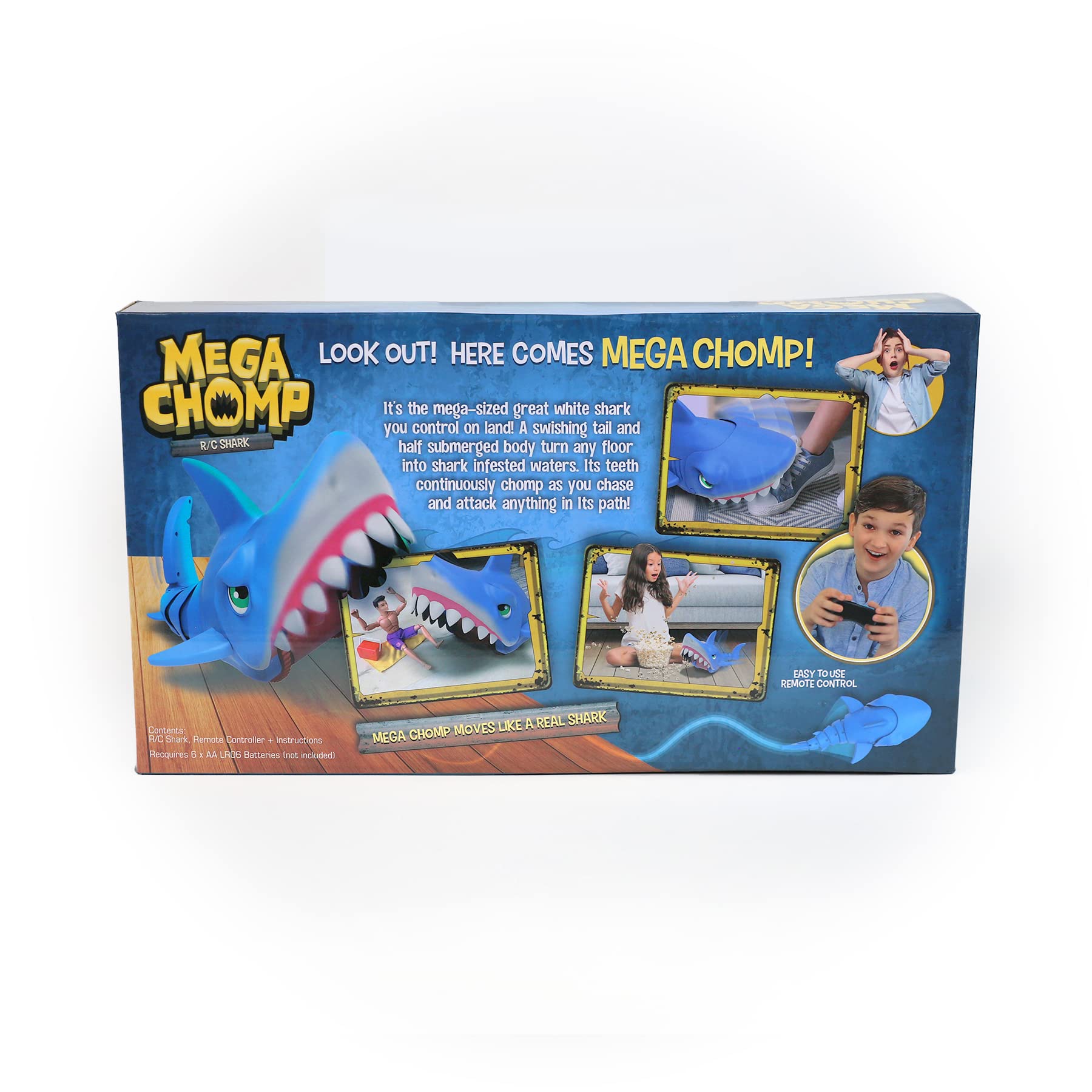 Skyrocket Mega Chomp Remote Control Shark Toys for Boys and Girls Ages 4+ with 2.4 GHz Controller and RC Chomping Action, Blue (18493)